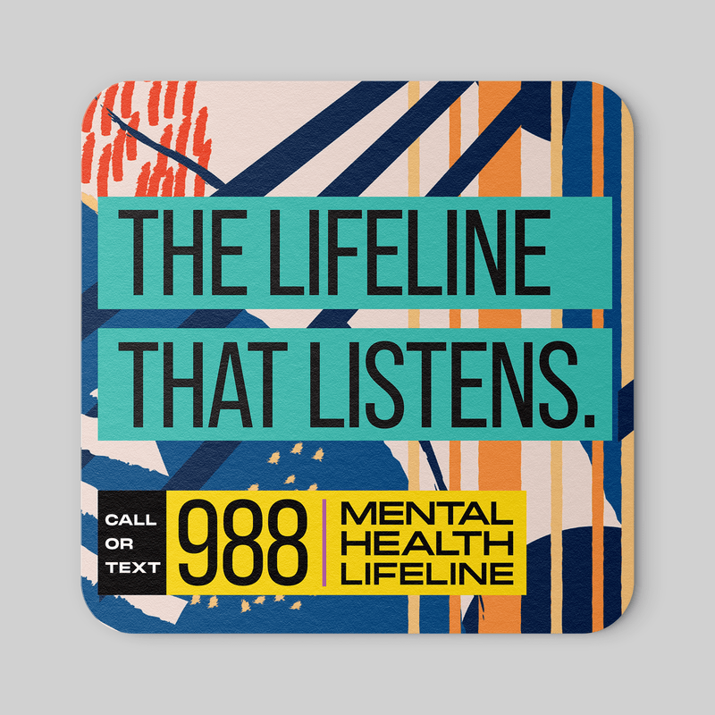 988 Mental Health Lifeline Coasters | Stomp Stickers