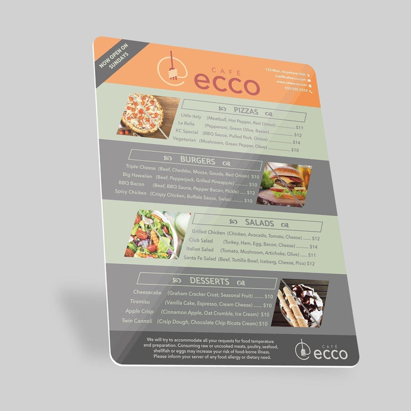 Plastic Menus | Waterproof & Reusable | Stomp Stickers